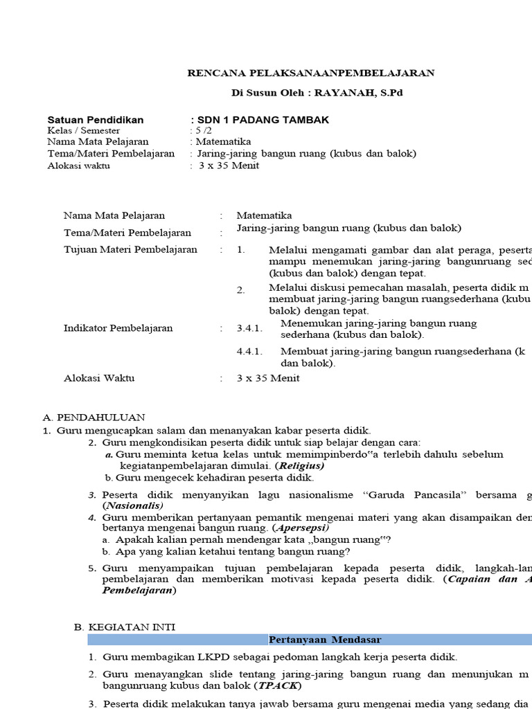 RPP Kelas 5 | PDF