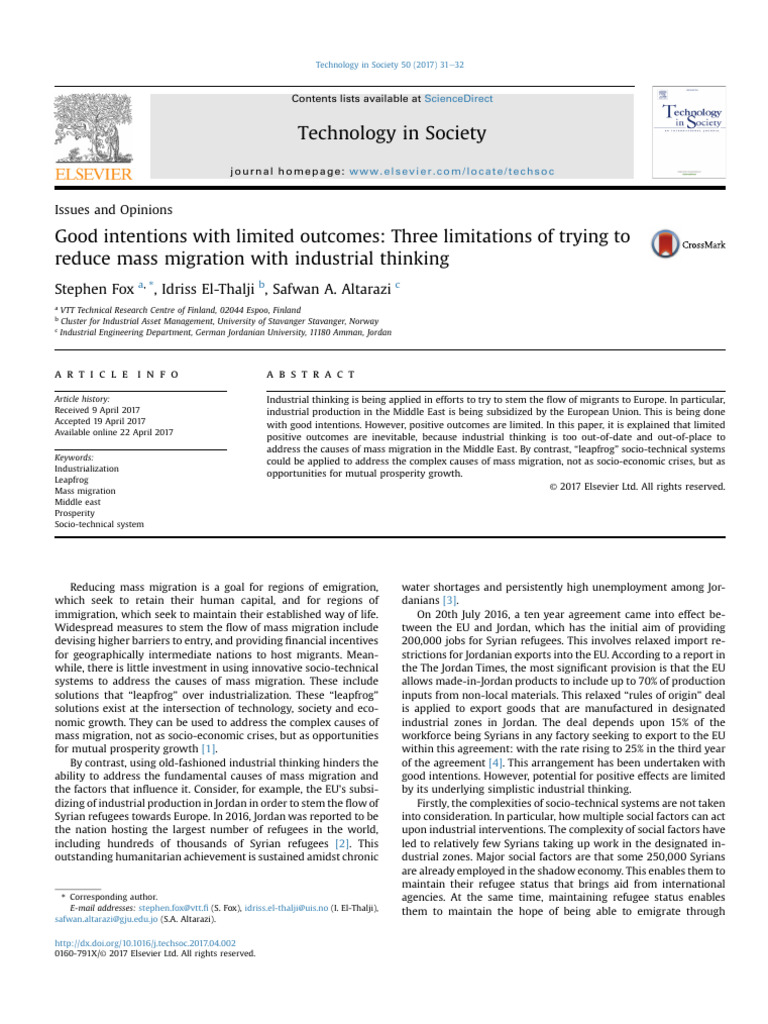 2017 - TEch in Soc - Good Intentions With Limited Outcomes | PDF ...