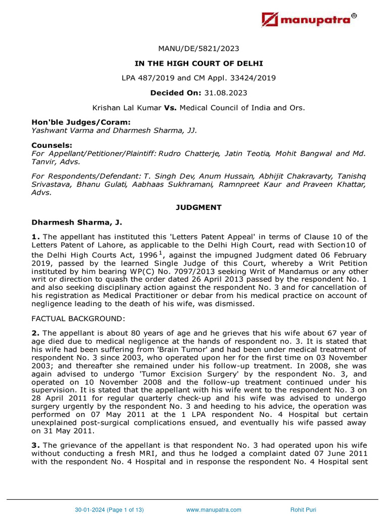Krishan Lal Kumar Vs Medical Council of India and ...