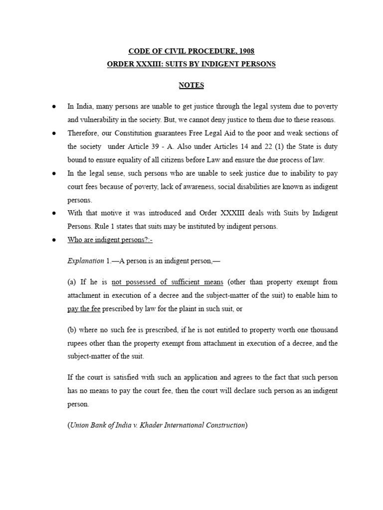 CPC Order 33 Text | PDF | Lawsuit | Federal Rules Of Civil Procedure