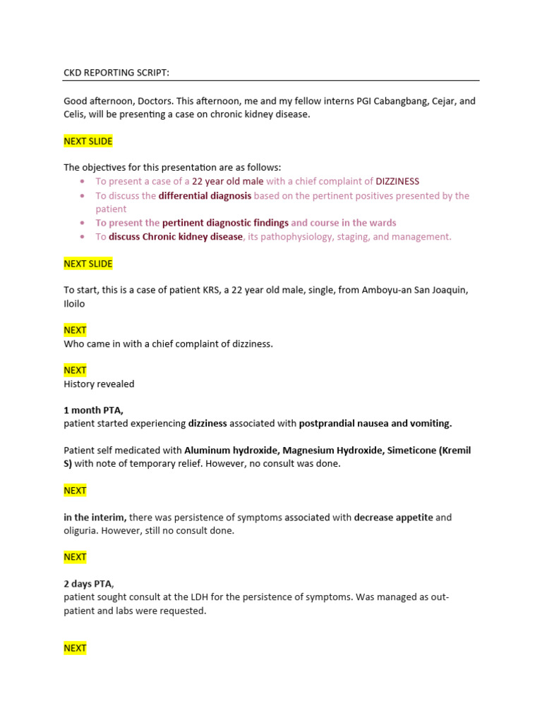 CKD Reporting Script | Download Free PDF | Chronic Kidney Disease | Kidney