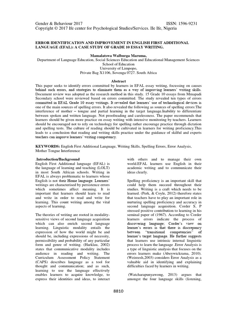 Error Identification and Impro | PDF | Second Language Acquisition | Verb