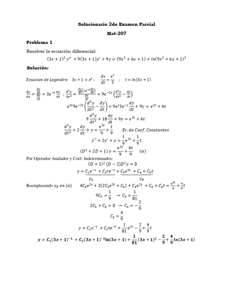 Solucionario Segundo Parcial Mat-207 | PDF