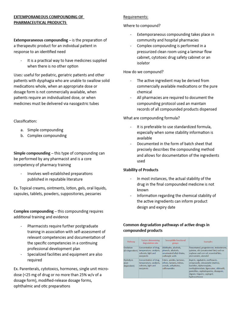 Overview of Extemporaneous Compounding | PDF | Pharmacy | Topical ...