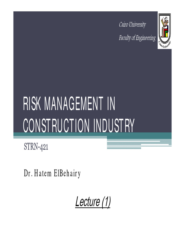 Risk Management Lec. 01 | PDF | Risk Management | Risk