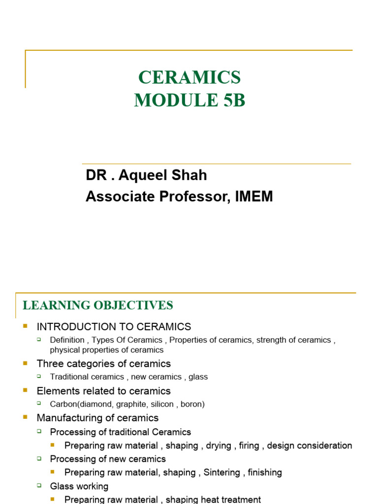 7 Module 5b Ceramics | PDF | Ceramics | Glasses