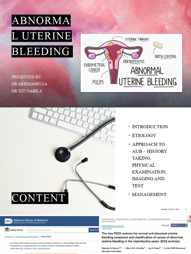 Abnormal Uterine Bleeding | PDF | Clinical Medicine | Medical Specialties