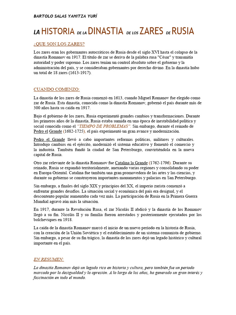 La Historia de La Dinastia de Los Zares de Rusia | Descargar gratis PDF ... La Historia de La Dinastia de Los Zares de Rusia | Descargar gratis PDF ...