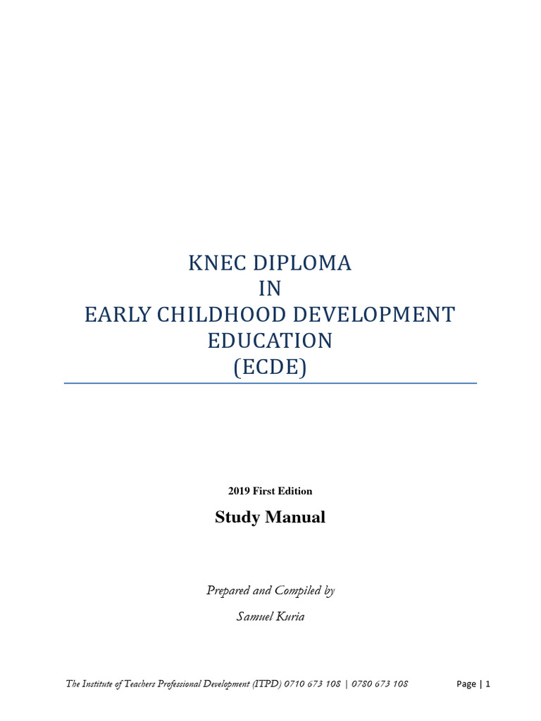 KNEC ECDE Diploma Study Manual | PDF | Sociology | Knowledge