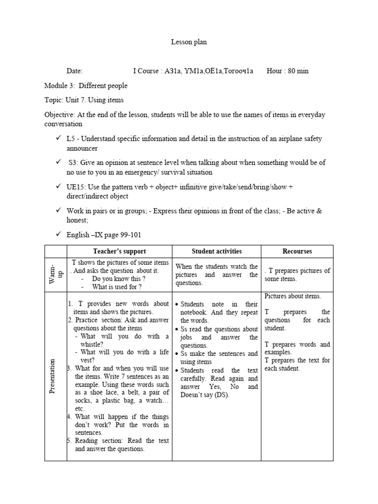 Seminar 1 Using Items | PDF | Object (Grammar) | Verb