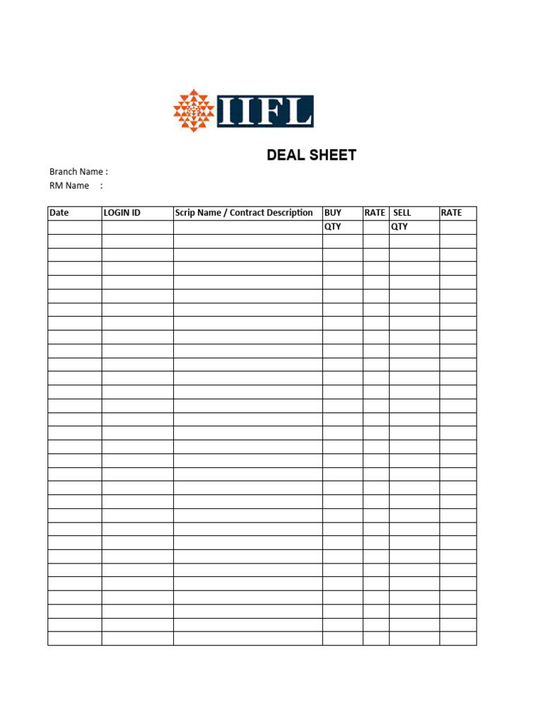 Deal Sheet Template for Transactions | PDF | Finance & Money Management | Law