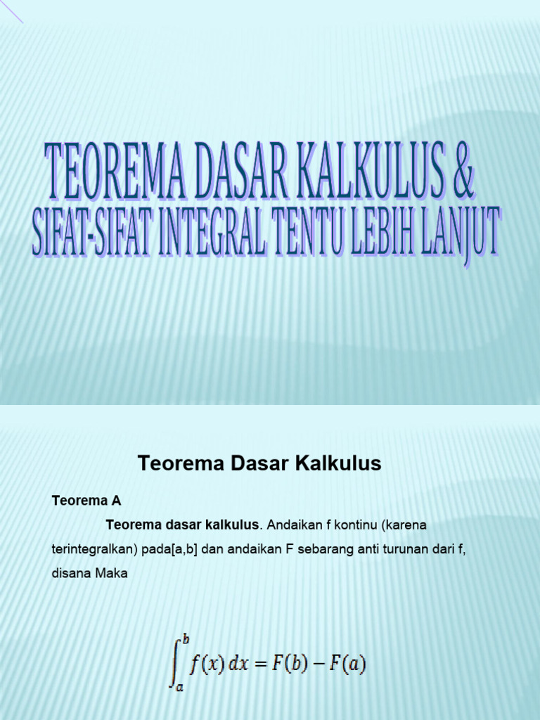 Teorema Dasar Kalkulus dan Aplikasinya | PDF