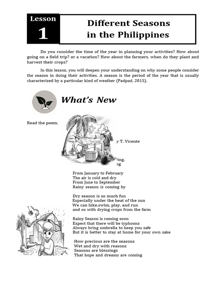 LAS Science 6 Q4 Module 3 Seasons of Philippines | PDF | Wet Season ...