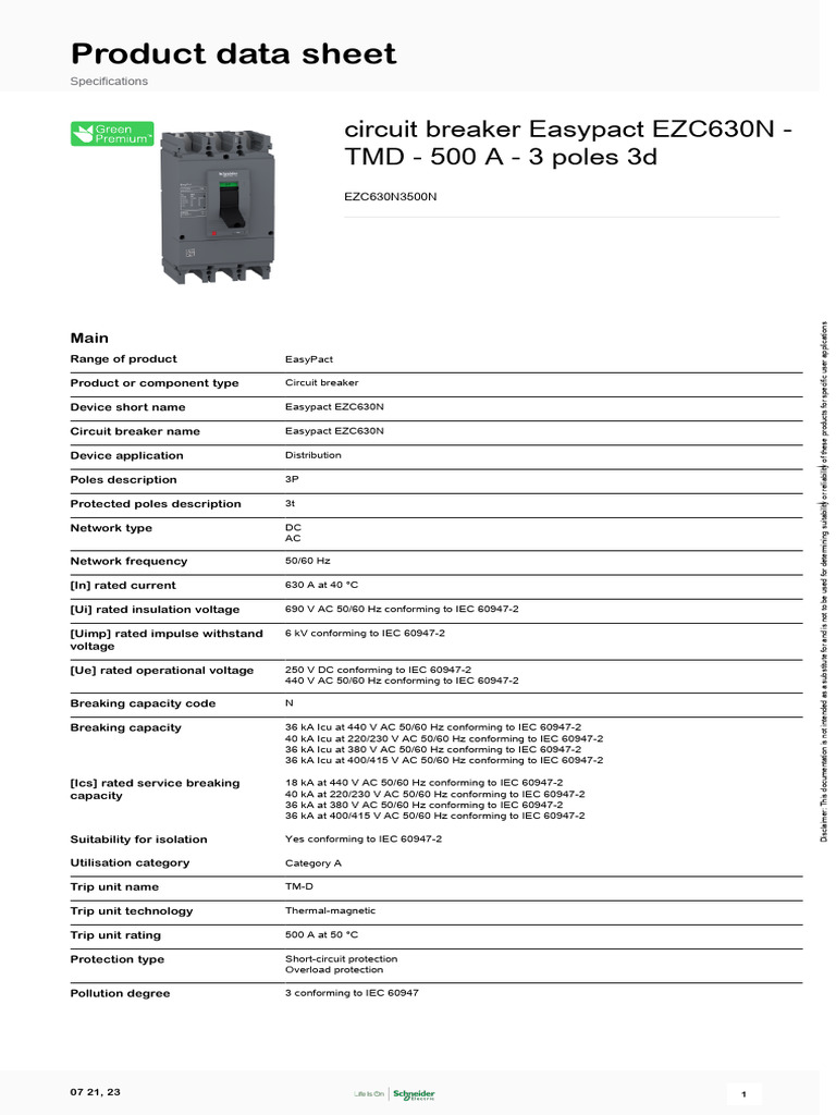 Schneider Datasheet (1) | PDF | Alternating Current | Electrical Network