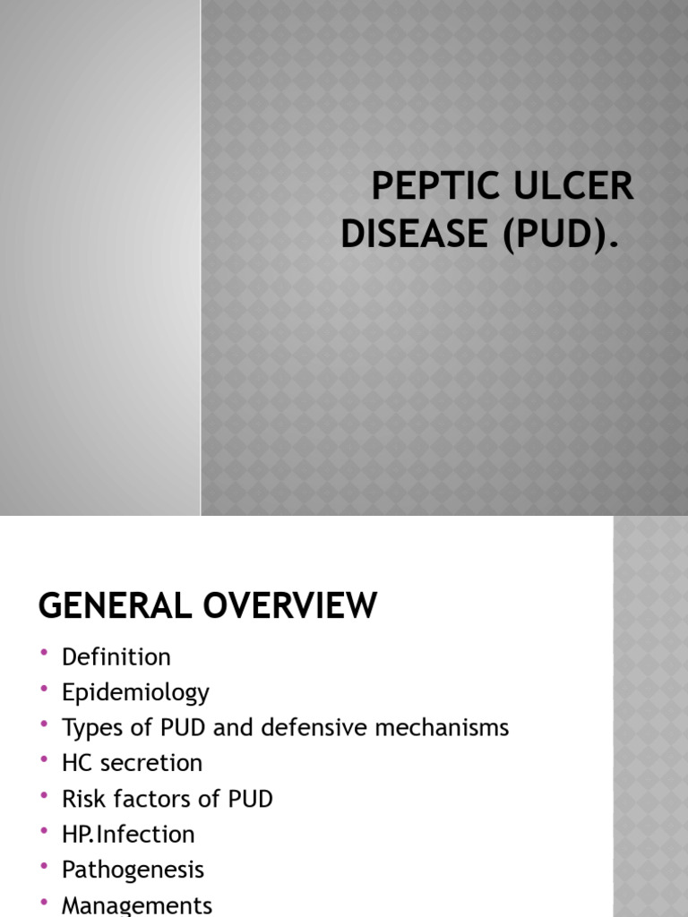 Peptic Ulcer Disease Overview | PDF | Stomach | Gastroenterology