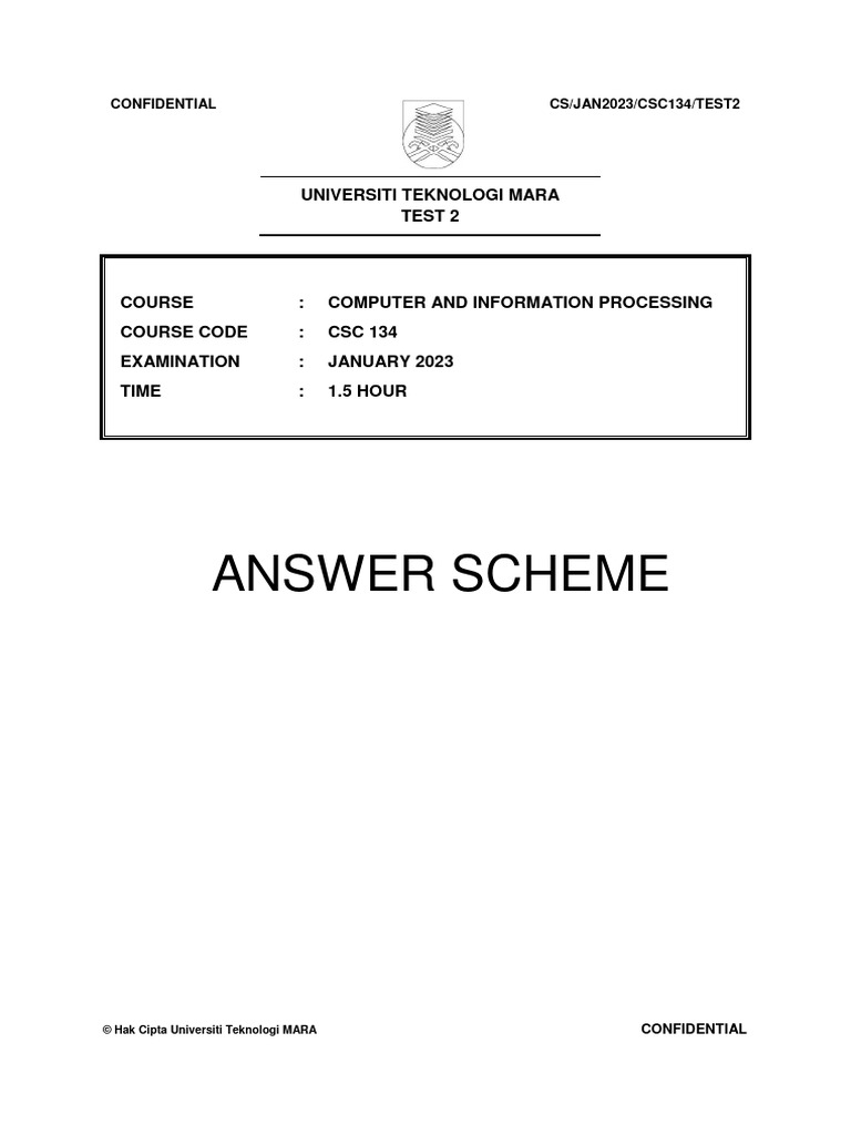 Answer Scheme CSC134 JAN23 | PDF | Application Software | Internet