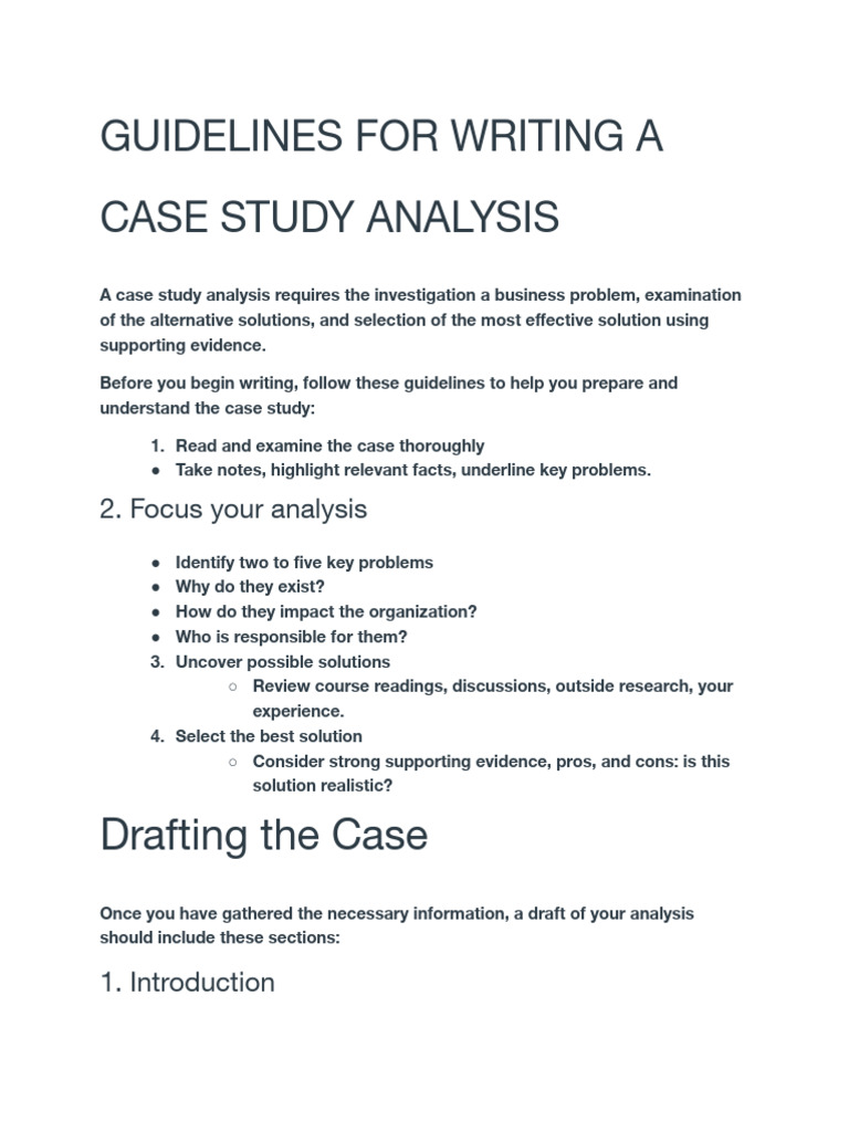 Case Study Guide | PDF | Experience | Evidence