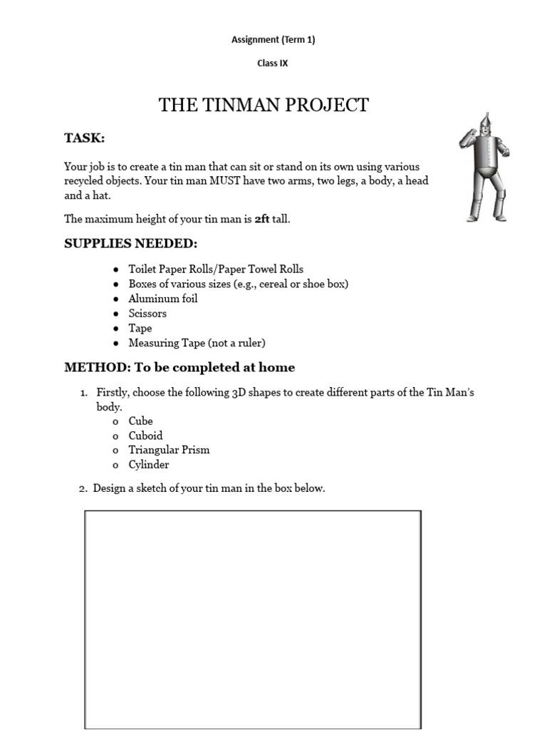 Tin Man Project Assignment Guide | PDF | Volume