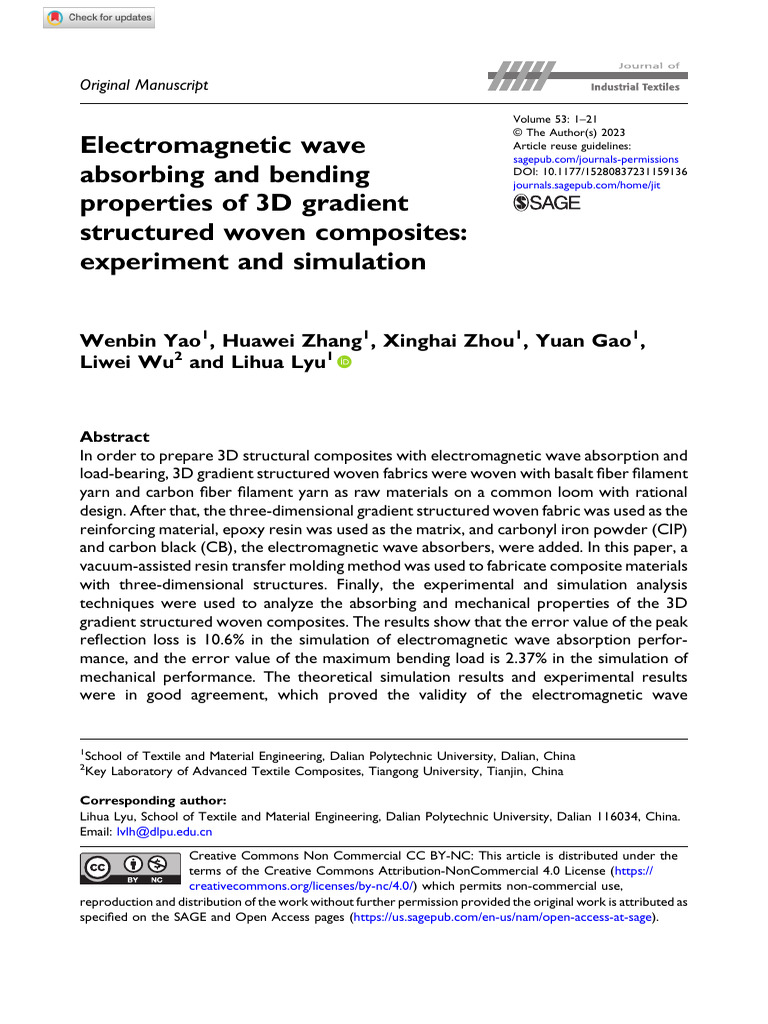 Yao Et Al 2023 Electromagnetic Wave Absorbing and Bending Properties of ...