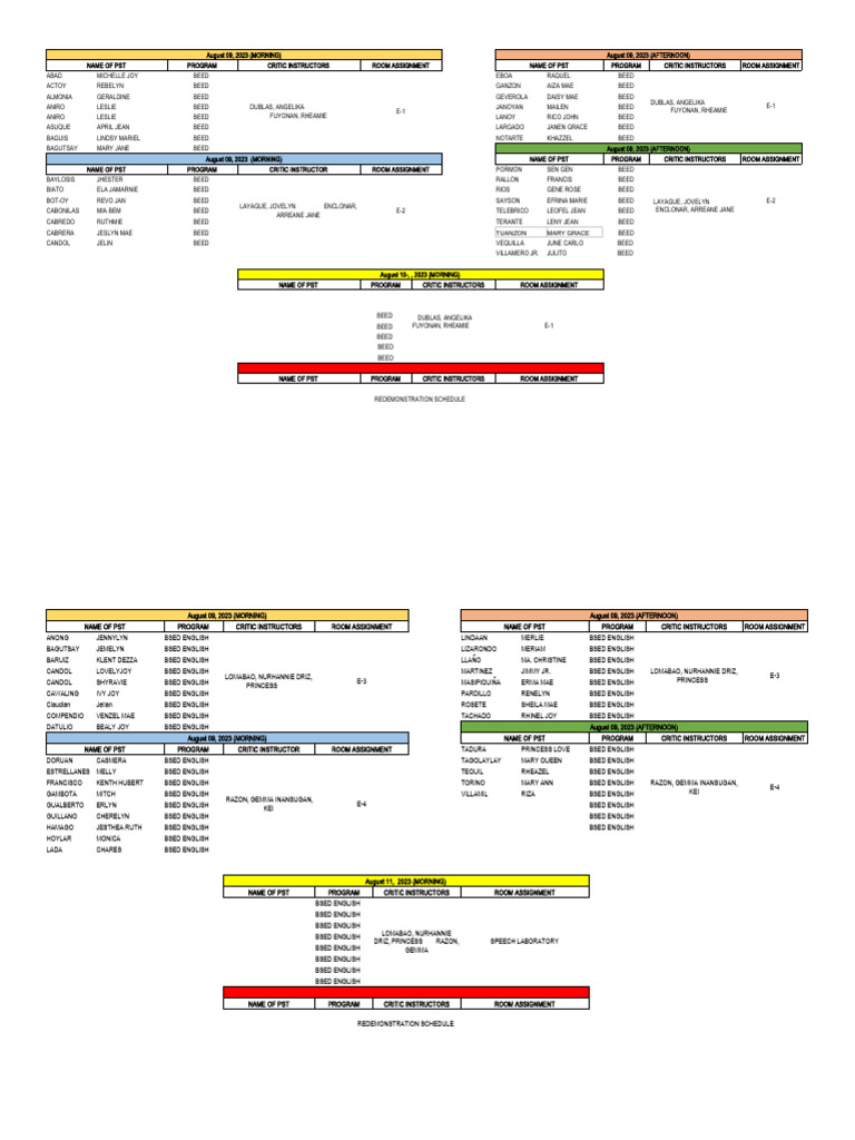 In House Demo Schedule | PDF