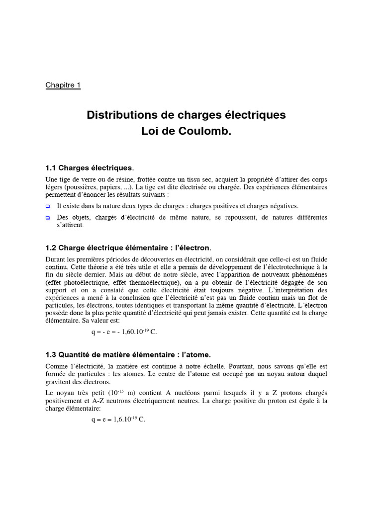 Distributions de Charges Électriques | PDF | Électron | Atomes