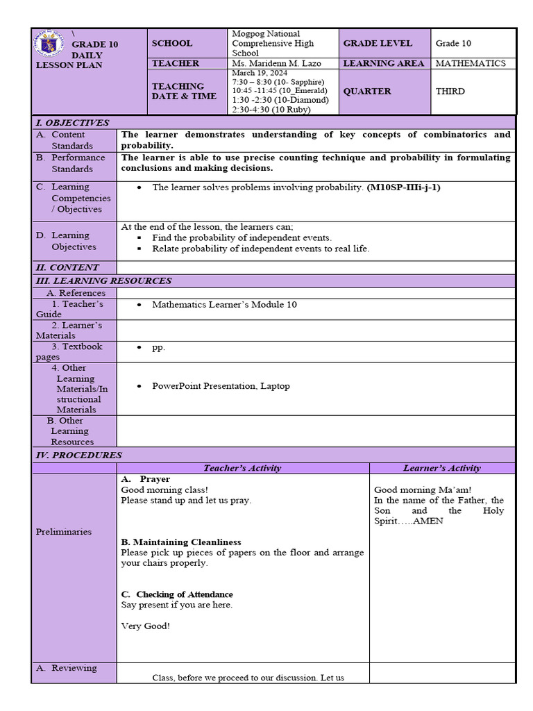 Probability Independent Events | PDF | Learning | Teachers
