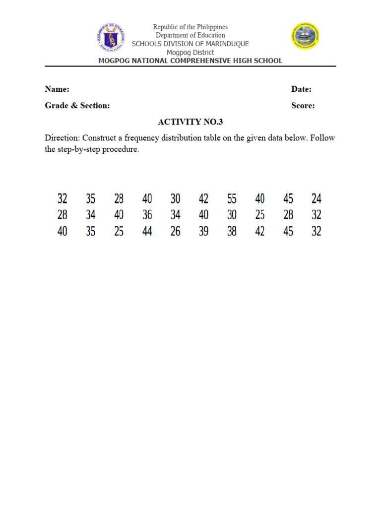 Frequency Distribution Activity Guide | PDF