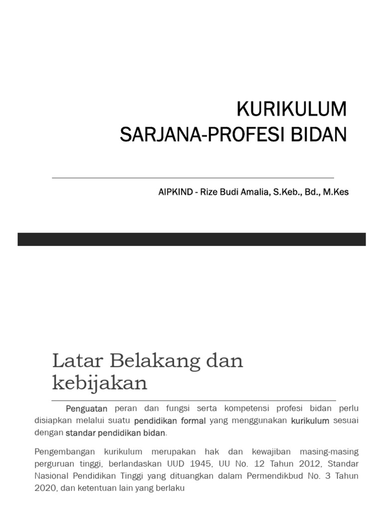Kurikulum Pendidikan Profesi Bidan | PDF | Pengembangan Diri