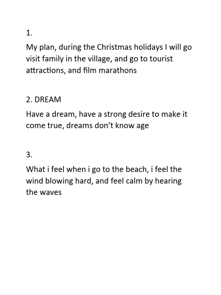 Christmas Plans and Dreams | PDF