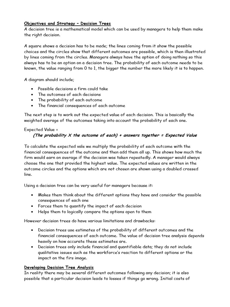 Objectives and Strategy - Decision Trees | PDF | Risk | Applied Mathematics
