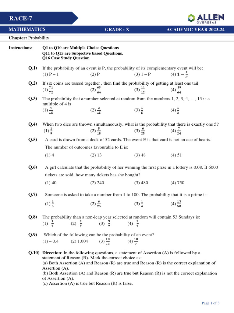 Race 7 - Grade 10 | PDF | Mathematics
