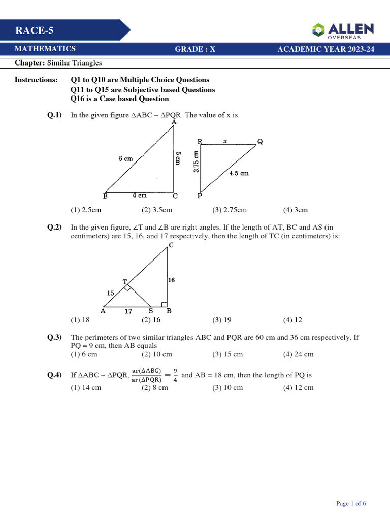 Race 5 - Grade 10 | PDF | Triangle | Elementary Geometry
