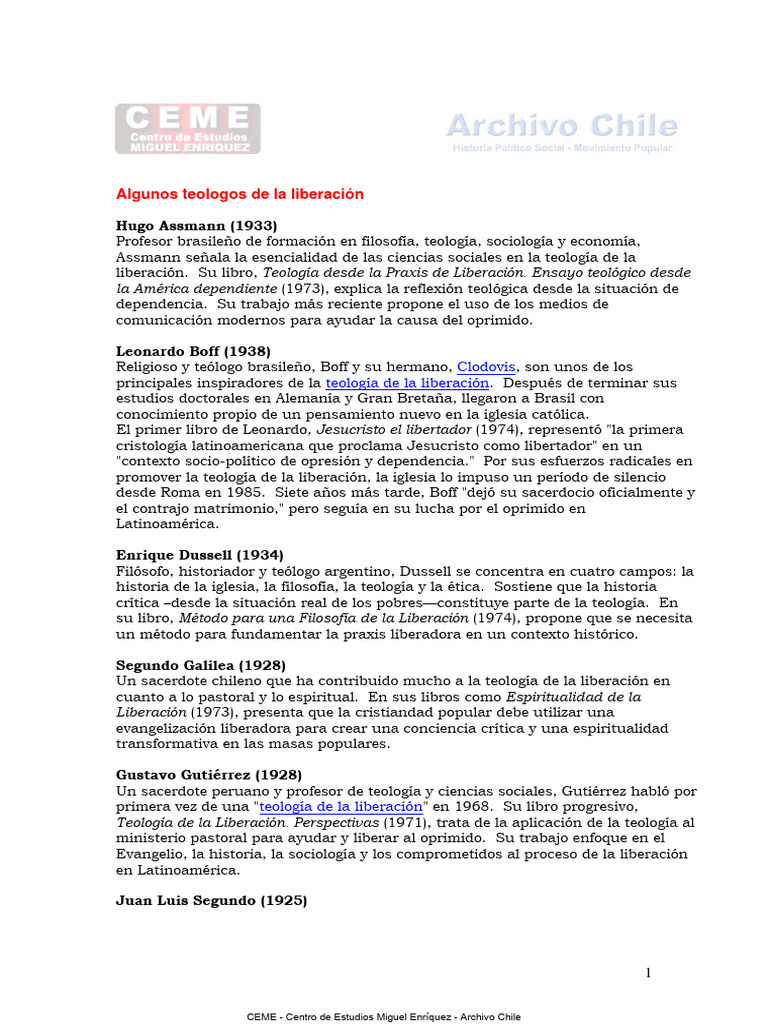 Teológos de La Liberación | PDF