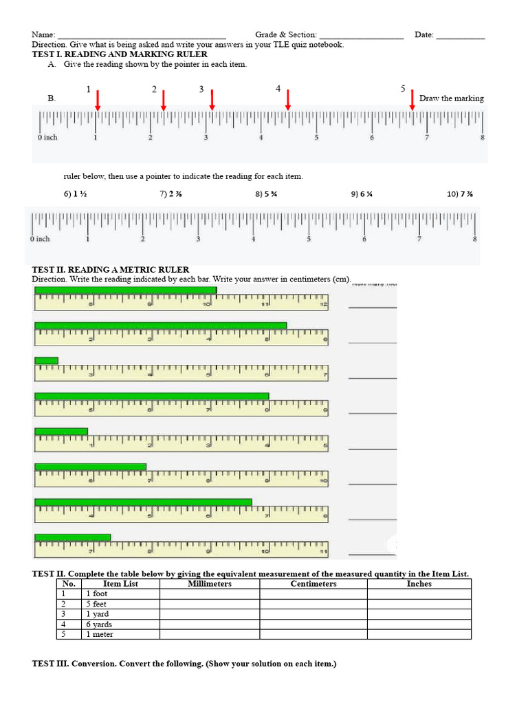 Measurement and Calculation Activity Sheet | PDF | Foot (Unit ...