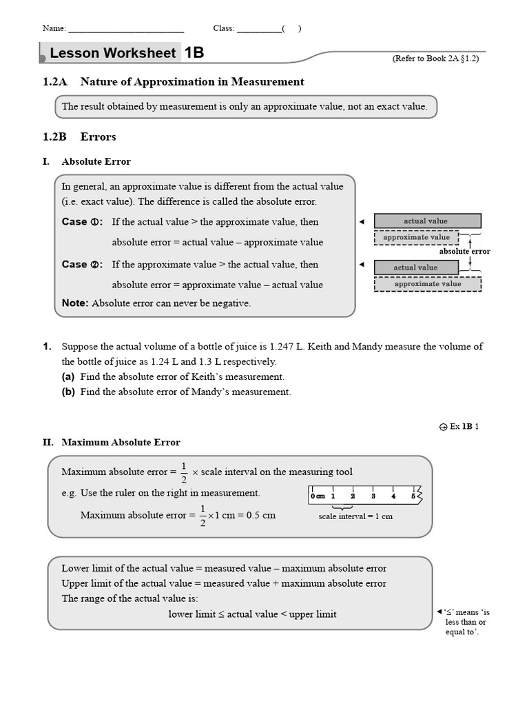 Math F2 Ch.1 WS2 | PDF | Measurement | Volume