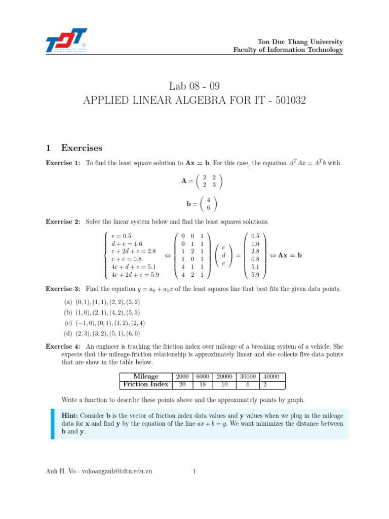 Lab08 09 | PDF | Least Squares | Equations