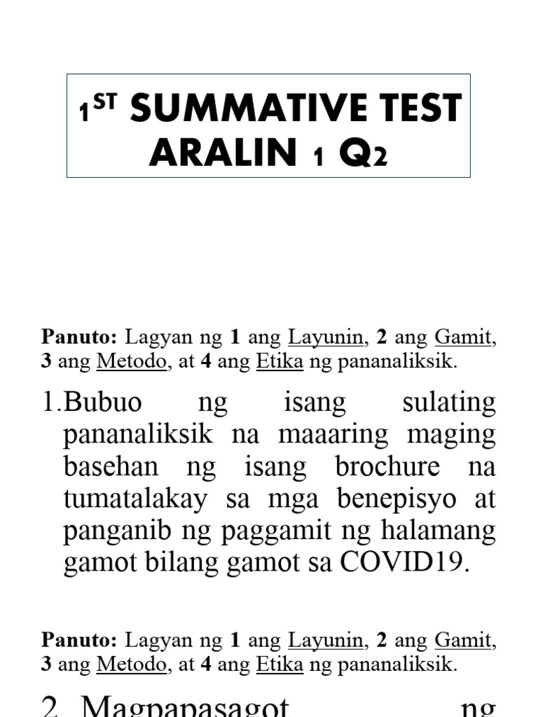 1ST Summative Test | PDF