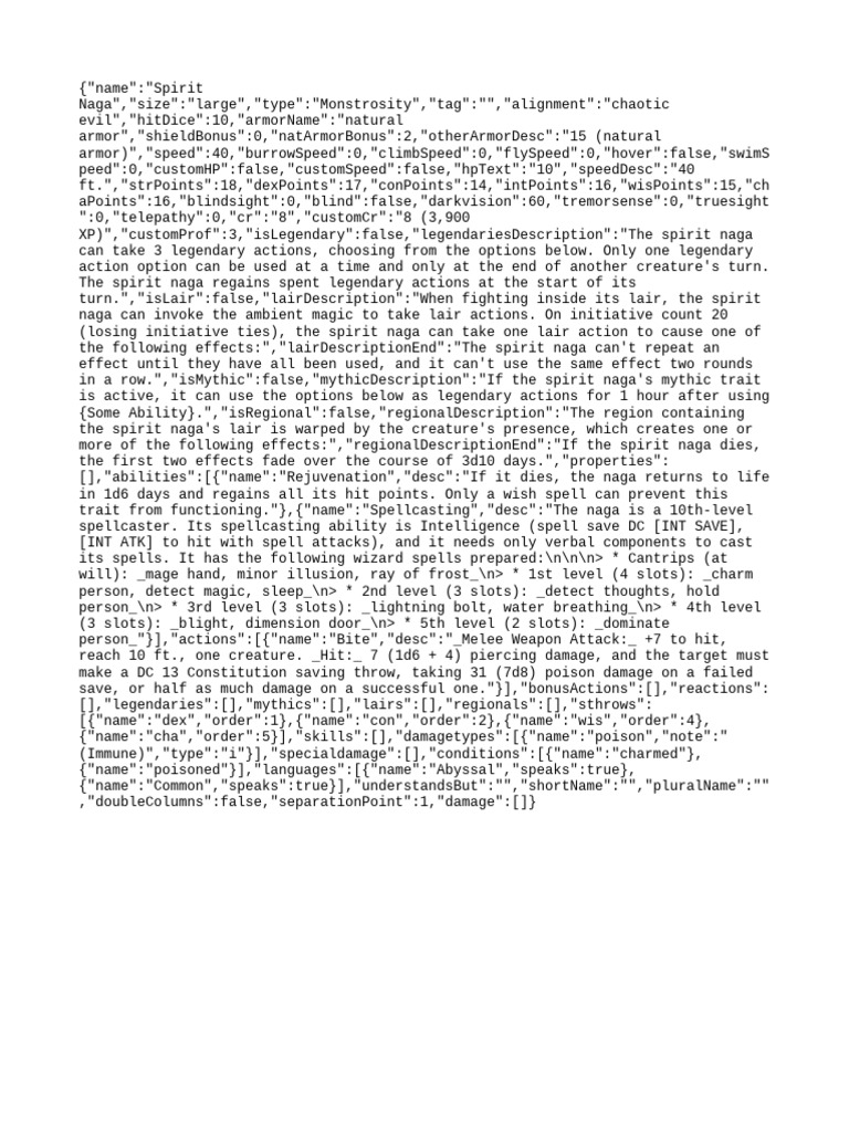 Spirit Naga.monster | PDF | Dungeons & Dragons | Gary Gygax Games