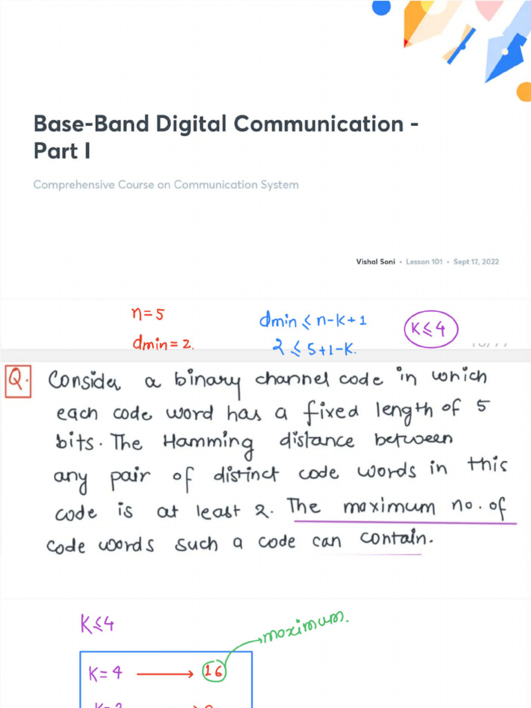 Baseband Digital Communication Part I With Anno Pdf