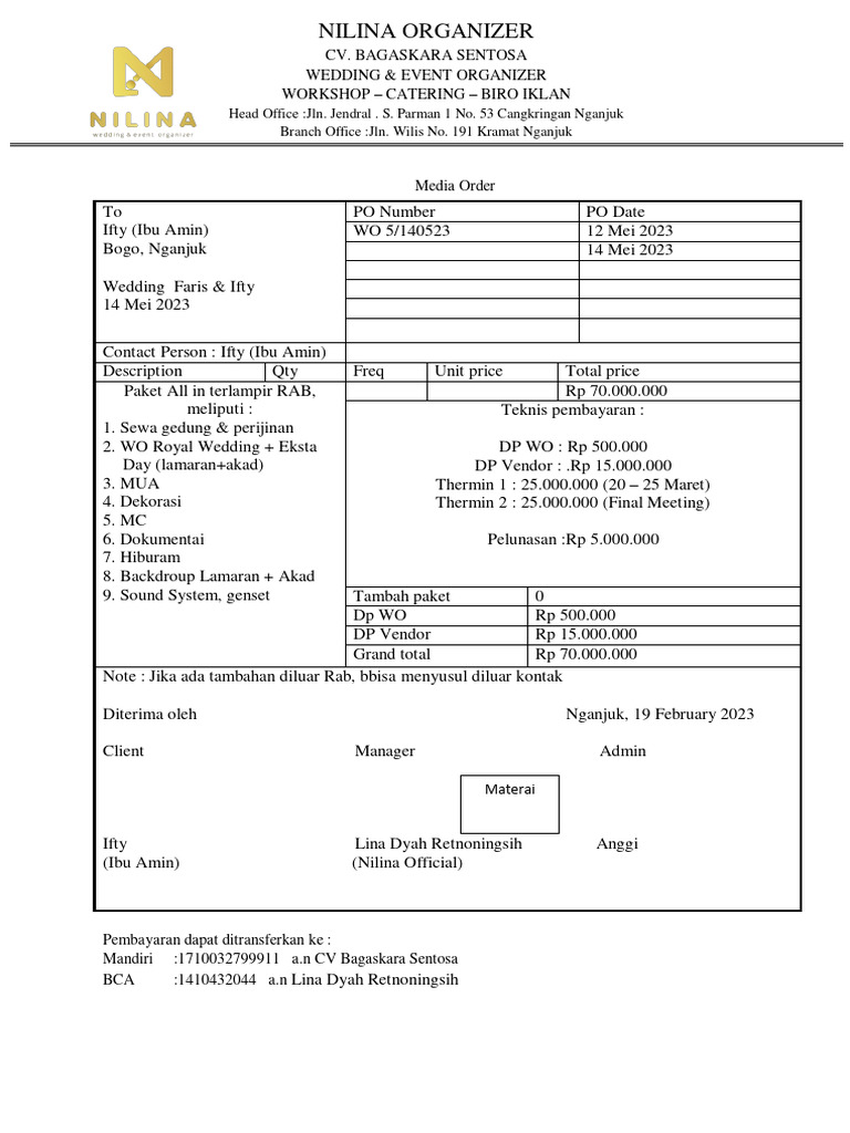 MOU WO Faris & Ifty | PDF
