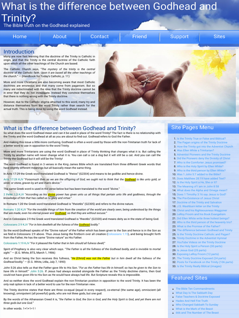 Home About Contact Friend Support Sites: The Bible Truth On The Godhead ...