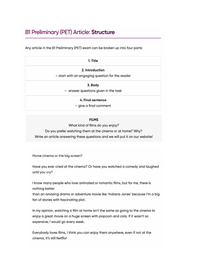 B1 Article Writing | PDF