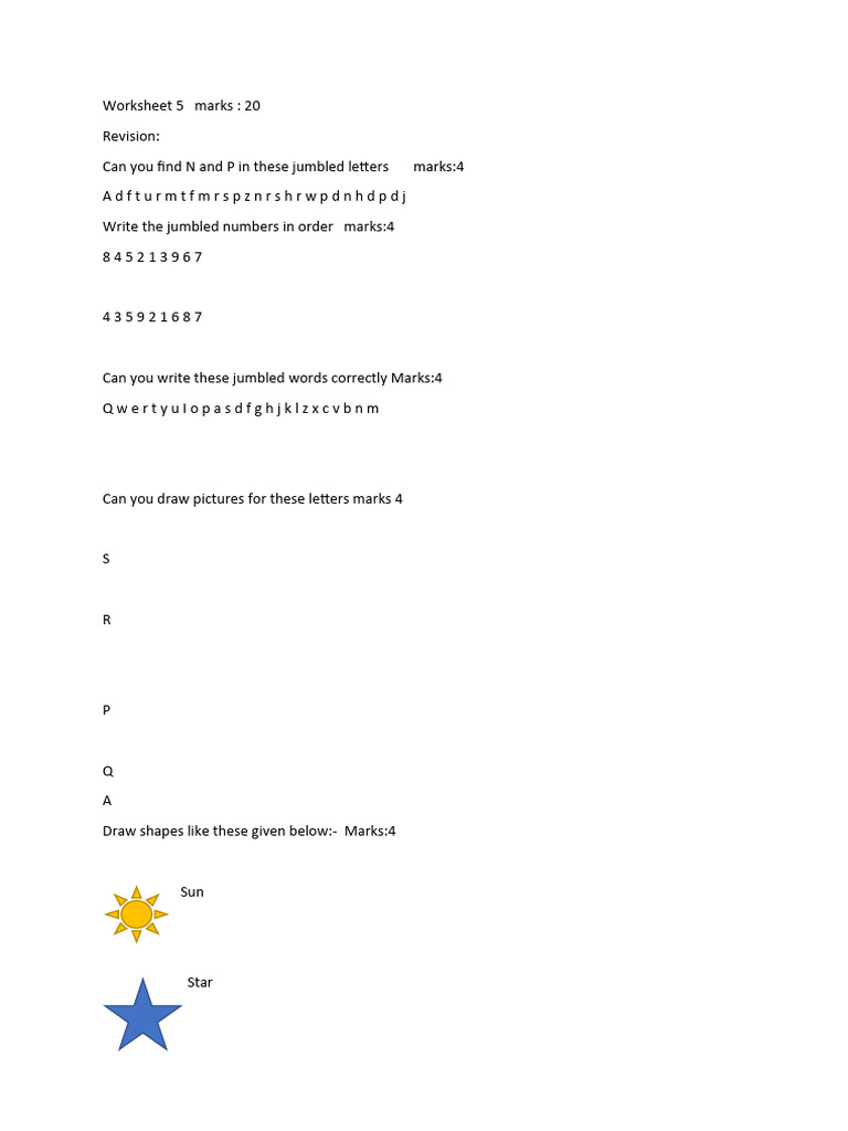 Jumbled Letters and Shapes Worksheet | PDF