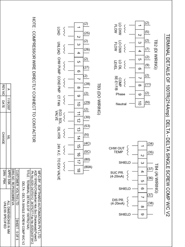 Voltas Screw Chiller Drawing 5 | PDF | Gas Technologies | Turbomachinery