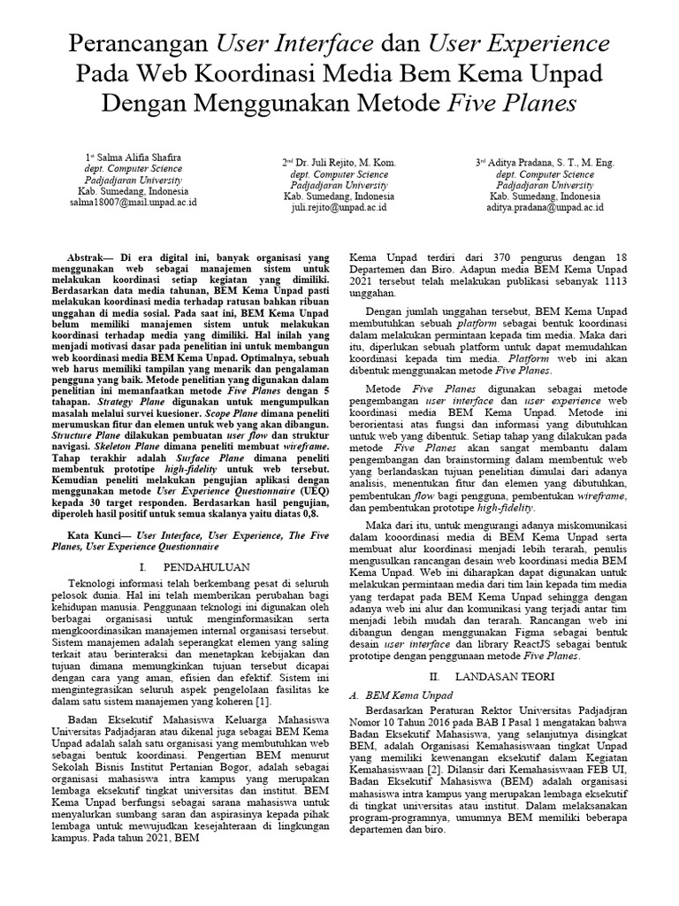 Perancangan User Interface Dan User Experience Pada Web Koordinasi Media Bem Kema Unpad Dengan ...