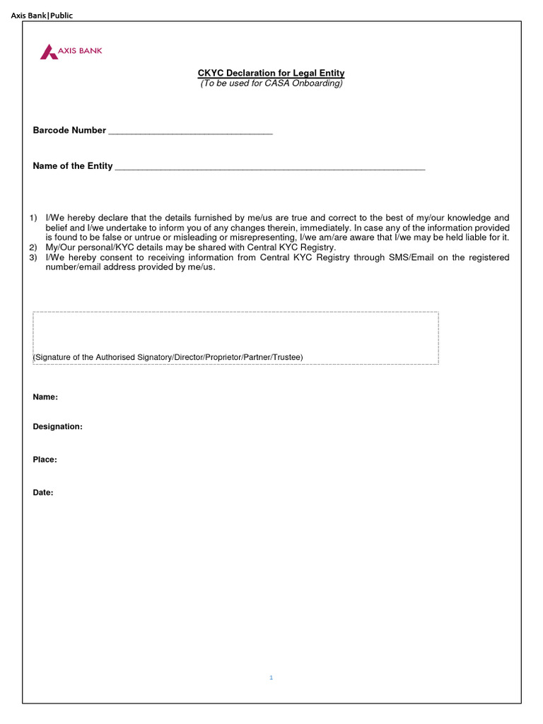 Annexure-CKYC Declaration For Legal Entity | PDF