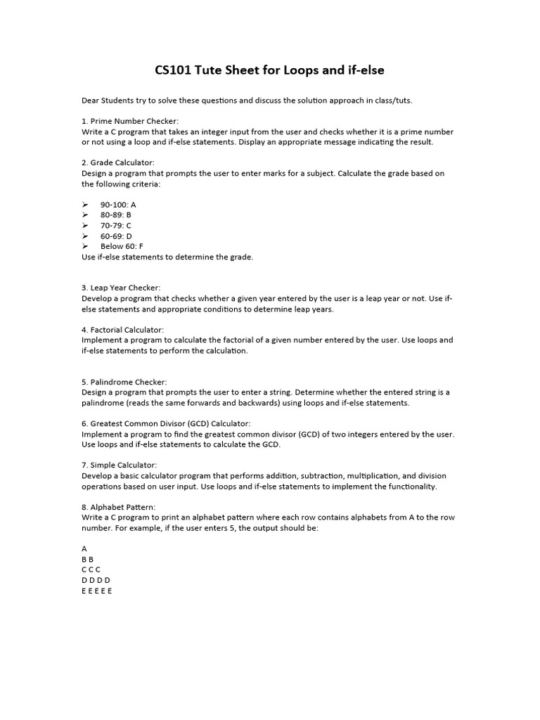 Tute Sheet Loops | PDF