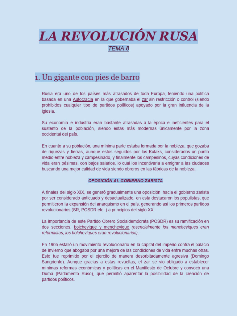 La Revolución Rusa | Descargar gratis PDF | Imperio ruso | revolución rusa