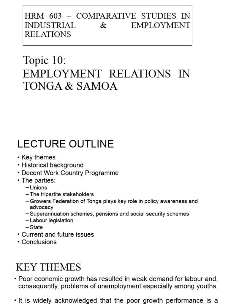 Topic 10 - Tonga Samoa | PDF | Cost Of Living | Employment