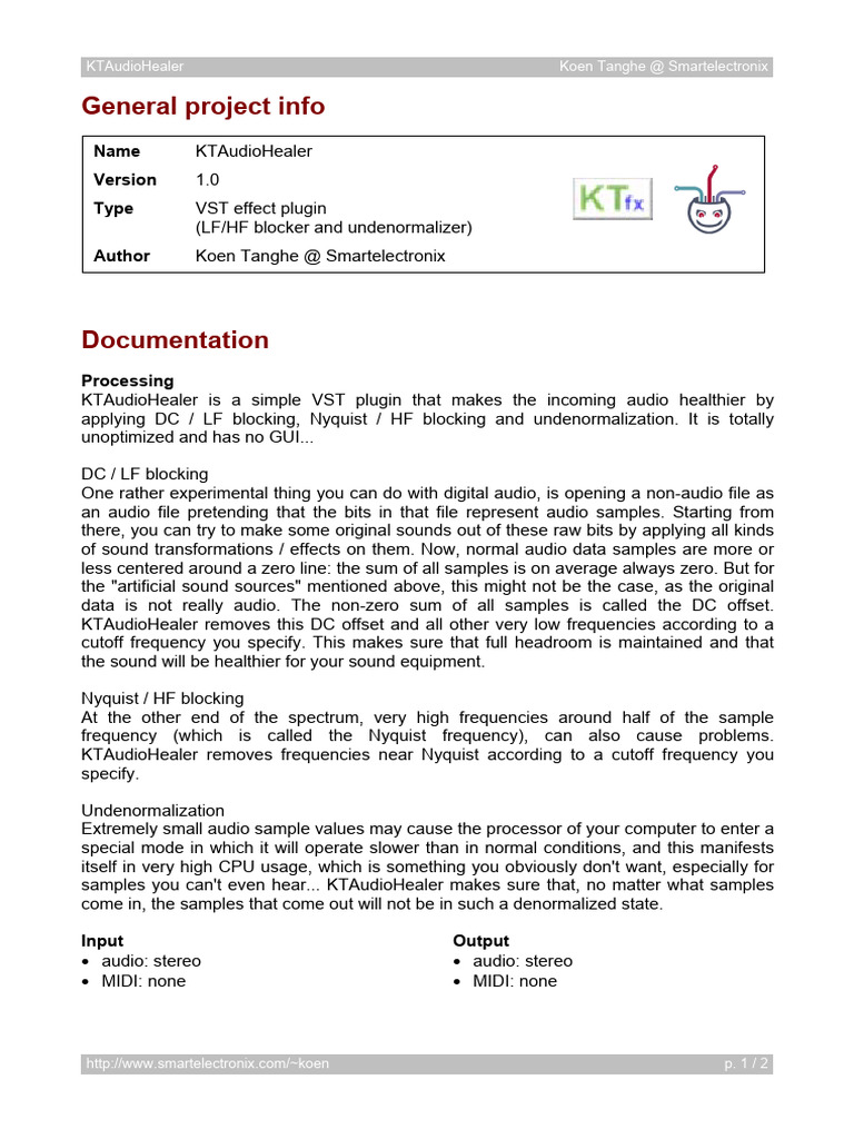 KTAudio Healer | PDF | Sampling (Signal Processing) | Signal Processing